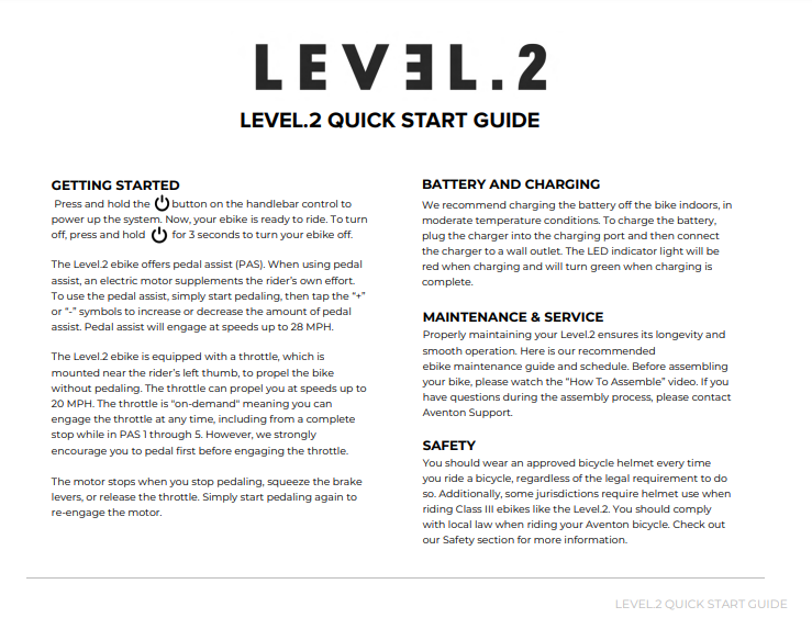 Level.2 Manual and Assembly – Aventon