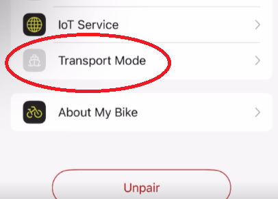Using Transport Mode (ACU Bikes Only) – Aventon